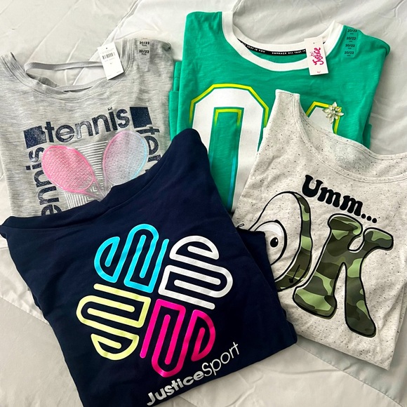 Justice | Shirts & Tops | 4 Piece Justice Bundle 3 Nwt | Poshmark